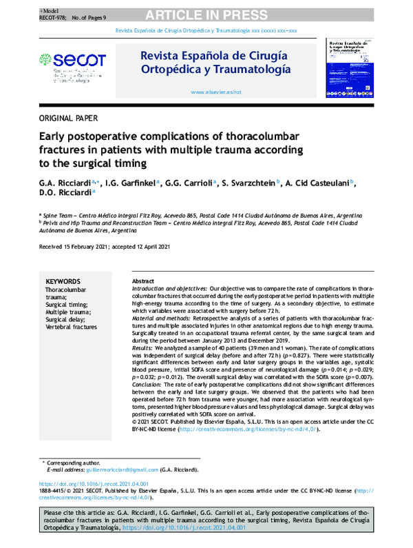(PDF) Early postoperative complications of thoracolumbar fractures in patients with multiple ...