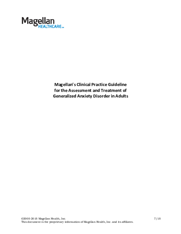(PDF) Magellan’s Clinical Practice Guideline for the Assessment and ...