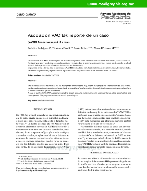 (PDF) Asociación VACTER: Reporte de un caso