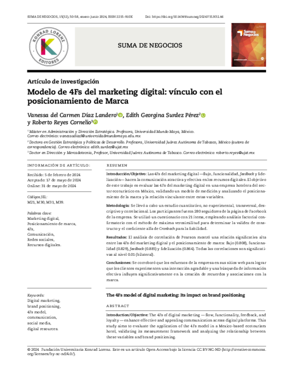 (PDF) Modelo de 4Fs del marketing digital: vínculo con el ...