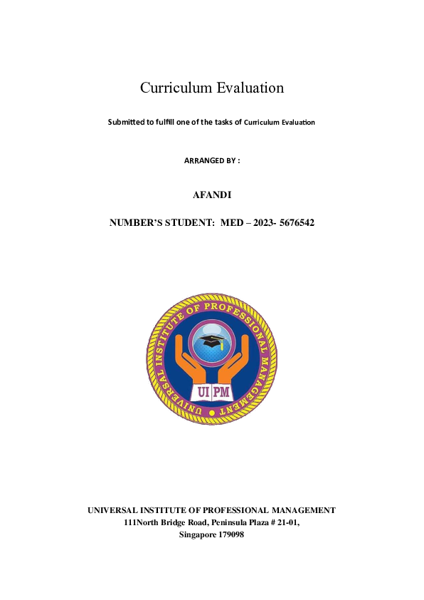 (PDF) Curriculum Evaluation