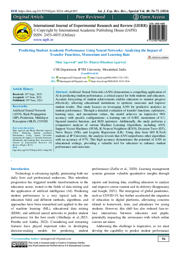 (PDF) Predicting Student Academic Performance Using Neural Networks: Analyzing the Impact of ...