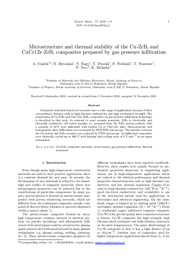 (PDF) Microstructure and thermal stability of the Cu-ZrB2 and CuCr1Zr ...