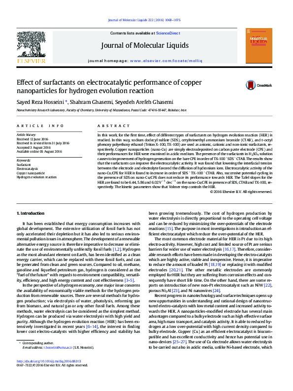 (PDF) Effect of surfactants on electrocatalytic performance of copper ...