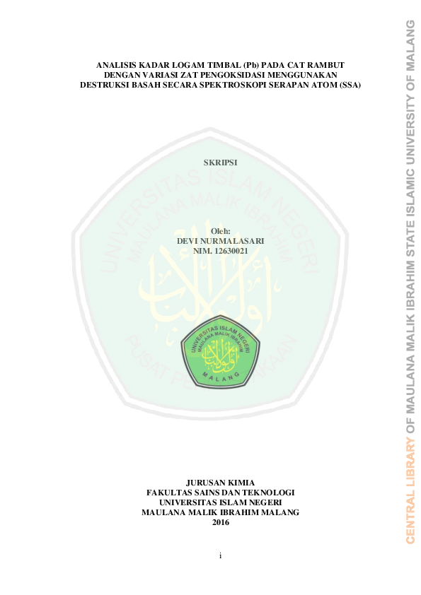 (PDF) Analisis kadar logam Timbal (Pb) pada cat rambut dengan variasi ...