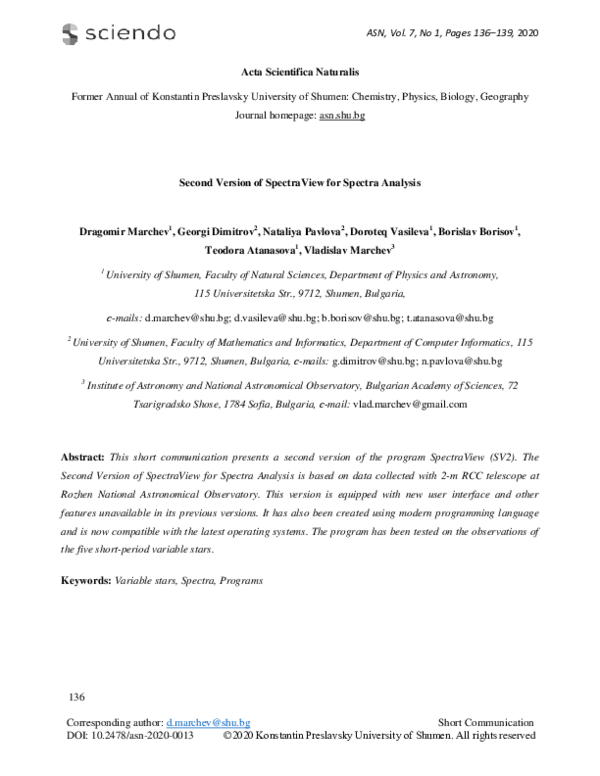 (PDF) Second Version of SpectraView for Spectra Analysis