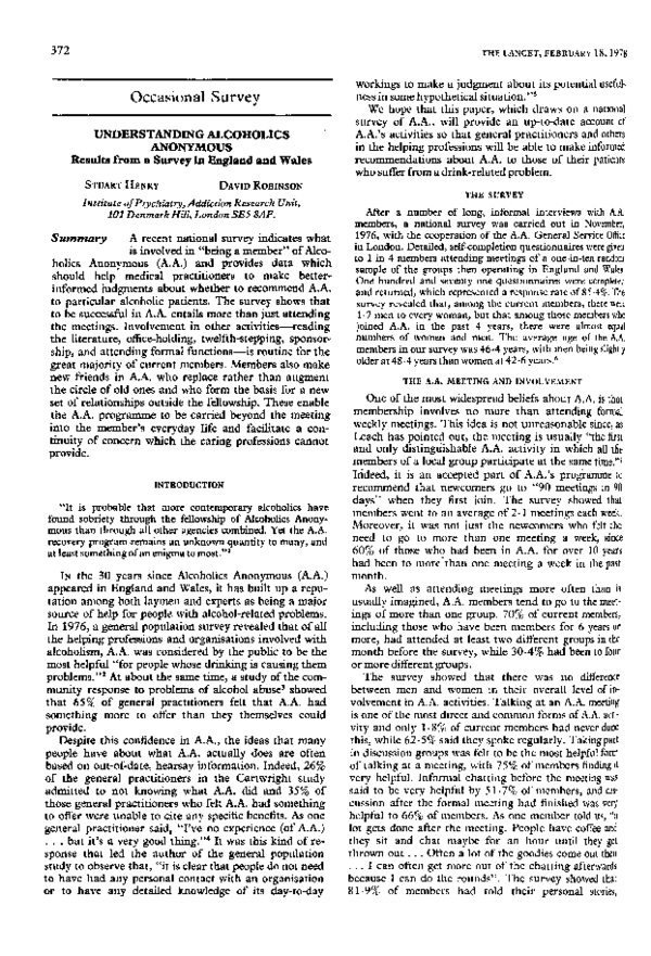 (PDF) Understanding Alcoholics Anonymous