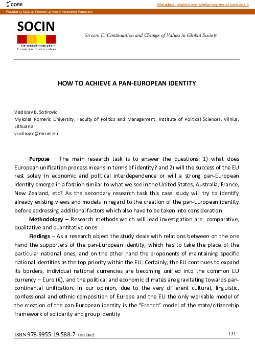 (PDF) How to achieve a pan-European identity