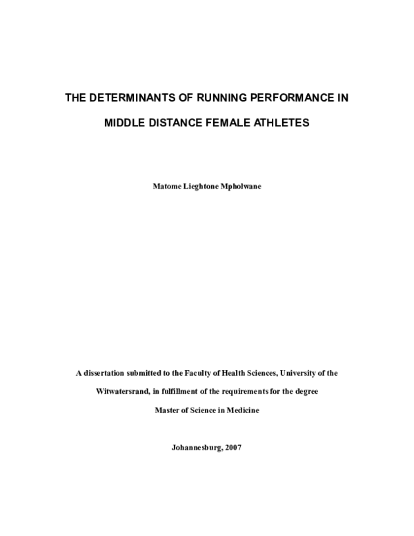(PDF) The determinants of running performance in middle distance female ...