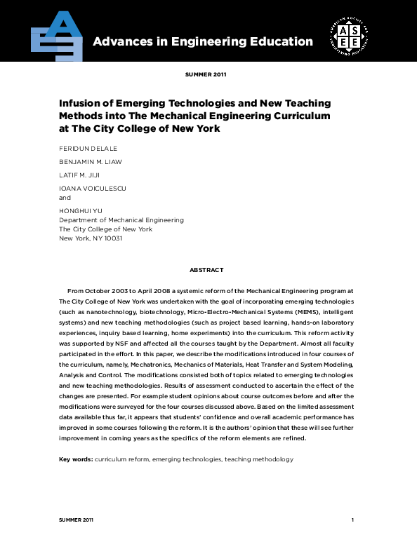 (PDF) Infusion of Emerging Technologies and New Teaching Methods into ...