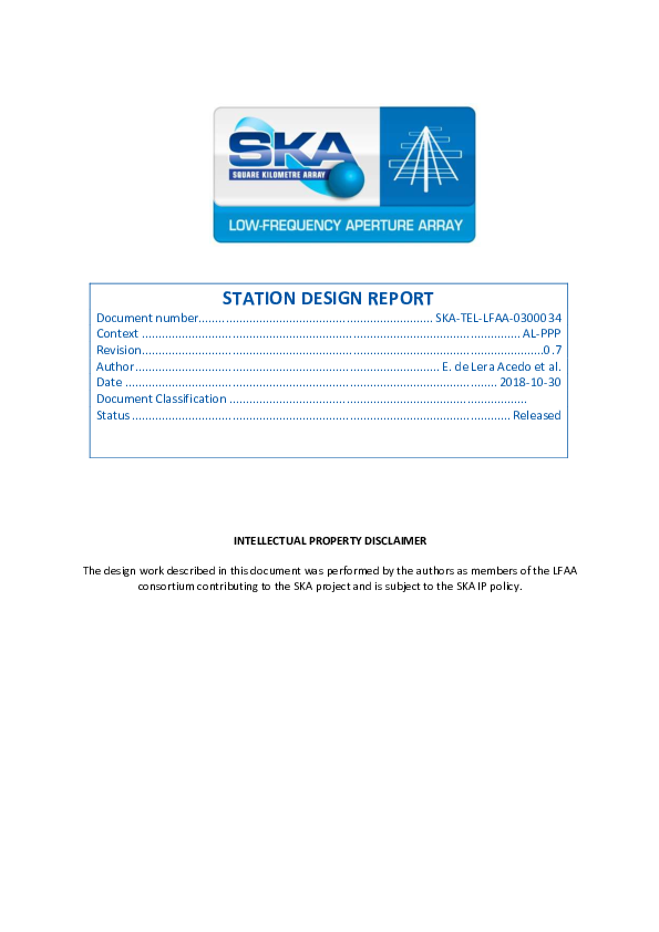 (PDF) SKA LFAA Station Design Report