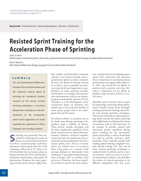 (PDF) Resisted Sprint Training for the Acceleration Phase of Sprinting