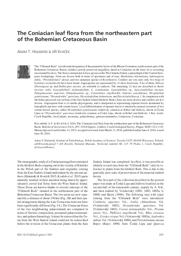 (PDF) Coniacian Leaf Flora from Northeastern Bohemian Basin