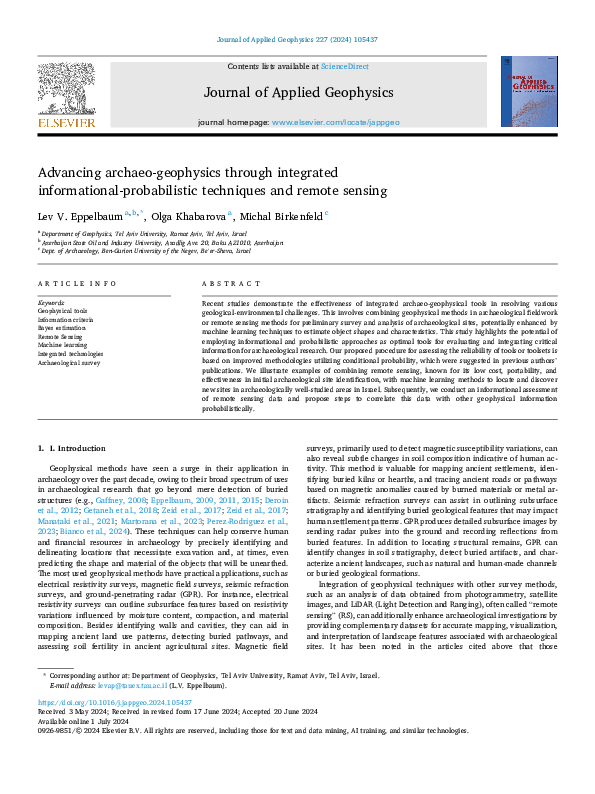 (PDF) Advancing archaeo-geophysics through integrated informational ...