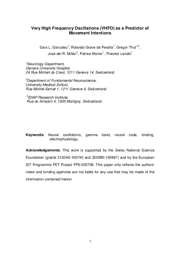 (PDF) Very high frequency oscillations (VHFO) as a predictor of movement intentions | Sara ...