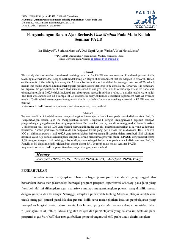 (PDF) Pengembangan Bahan Ajar Berbasis Case Method Pada Mata Kuliah ...