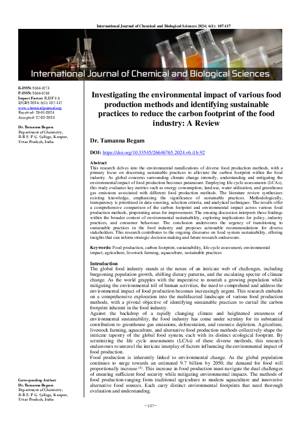 (PDF) Investigating the environmental impact of various food production ...