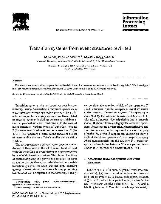 (PDF) Transition systems from event structures revisited