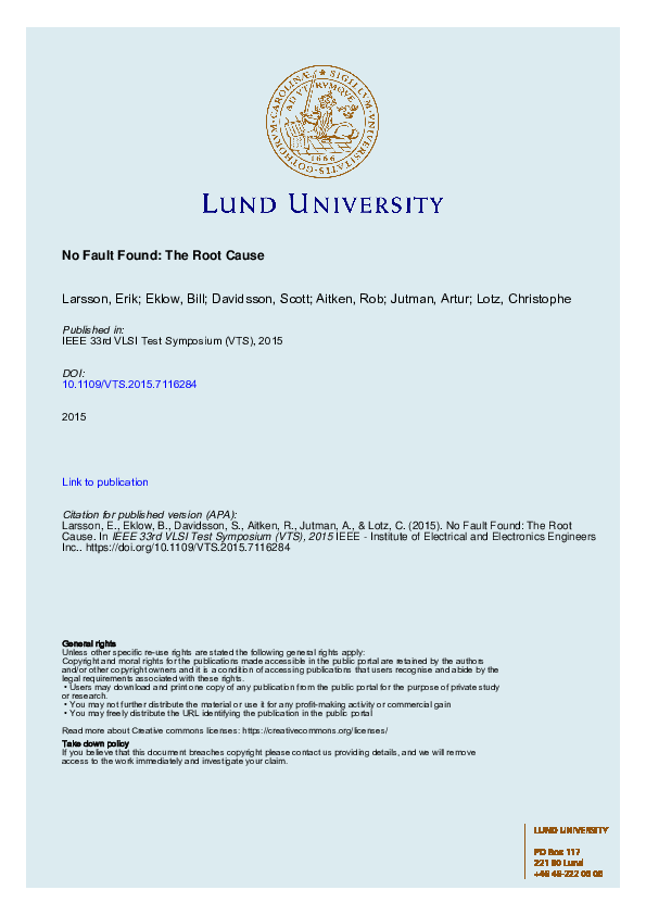 (PDF) No Fault Found: The root cause