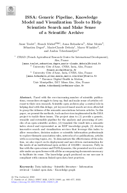 (PDF) ISSA: Generic Pipeline, Knowledge Model and Visualization Tools ...
