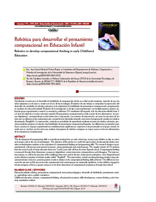 (PDF) Robotics to develop computational thinking in early Childhood Education