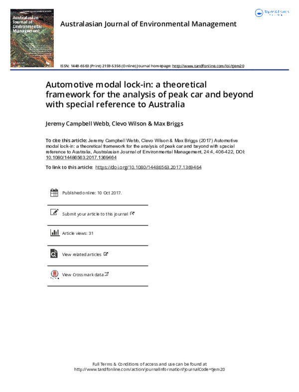 (PDF) Automotive modal lock-in: a theoretical framework for the ...