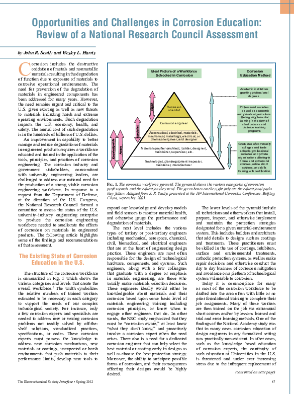 (PDF) Opportunities and Challenges in Corrosion Education: Review of a ...