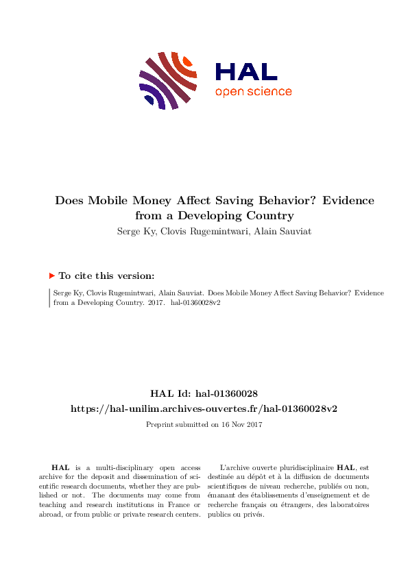 (PDF) Does Mobile Money Affect Saving Behavior? Evidence from a ...