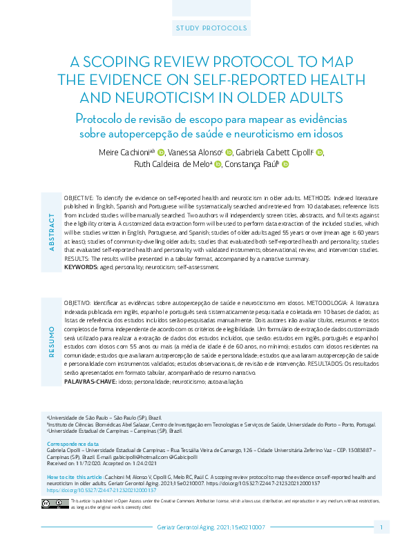 (PDF) A scoping review protocol to map the evidence on self-reported ...