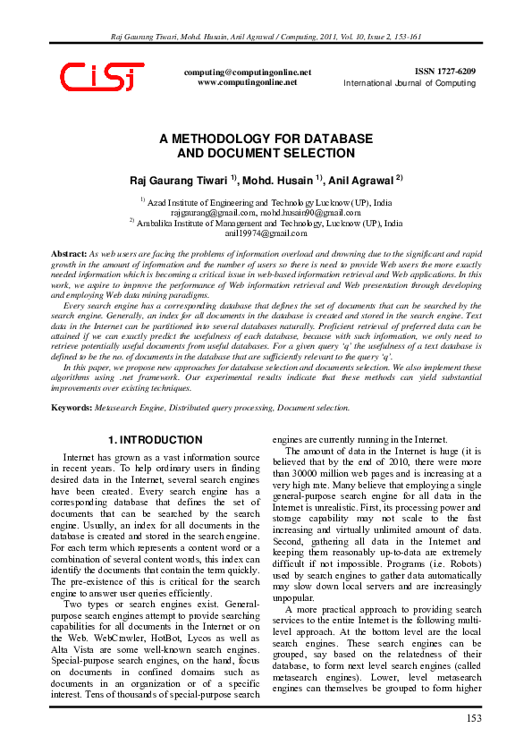 (PDF) Improving Database Selection for Web Retrieval