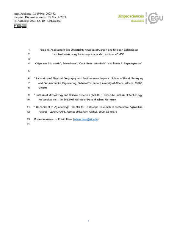 (PDF) Regional Assessment and Uncertainty Analysis of Carbon and ...