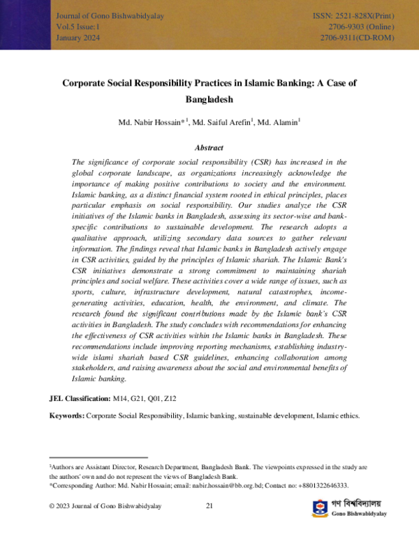 (PDF) Corporate Social Responsibility Practices in Islamic Banking: A Case of Bangladesh