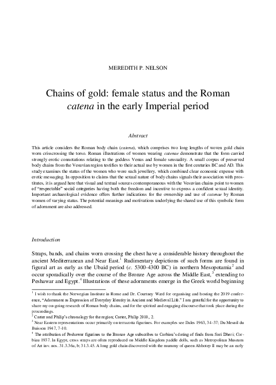 (PDF) Chains of gold: female status and the Roman 'catena' in the early ...