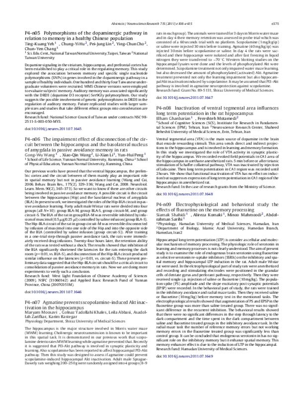 (PDF) Electrophysiological and behavioral study the effects of fluoxetine on the memory processing