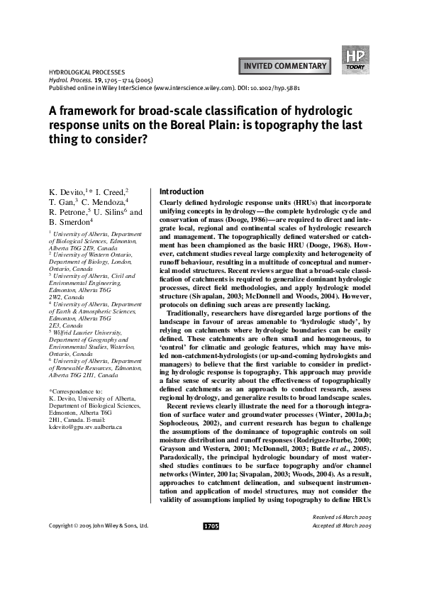 (PDF) A framework for broad-scale classification of hydrologic response ...