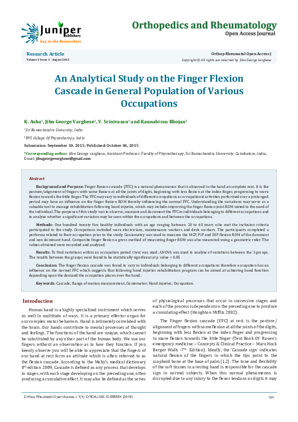 (PDF) An Analytical Study on the Finger Flexion Cascade in General ...
