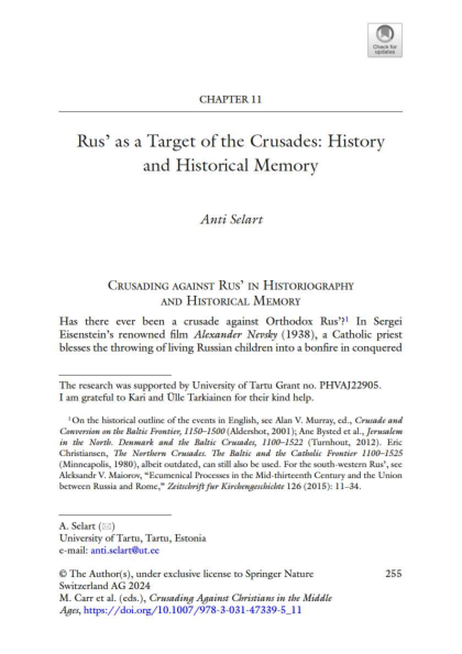 (PDF) Rus’ as a Target of the Crusades: History and Historical Memory