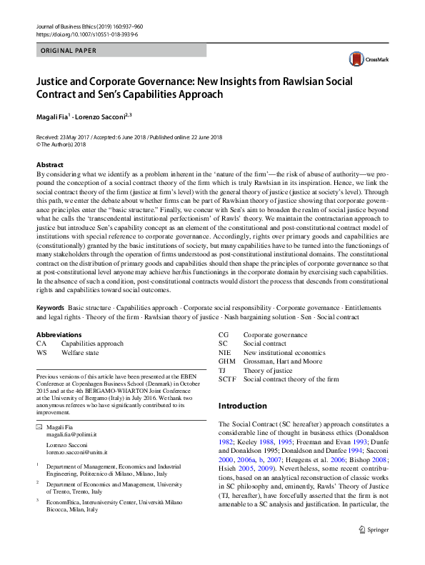 (PDF) Justice and Corporate Governance: New Insights from Rawlsian ...