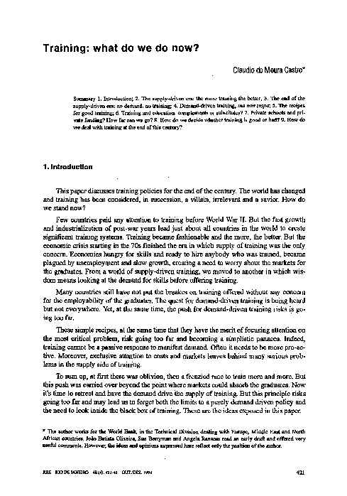 (PDF) Training: what do we do now?