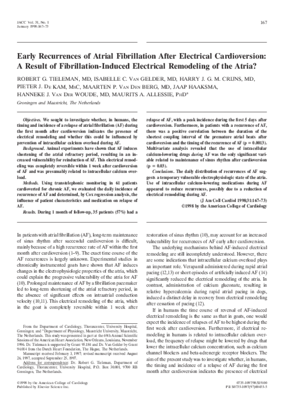(PDF) Early Recurrences of Atrial Fibrillation After Electrical ...