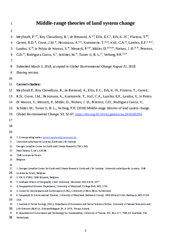 (PDF) Middle-range theories of land system change