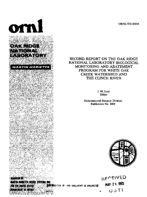(PDF) Second report on the Oak Ridge National Laboratory Biological ...