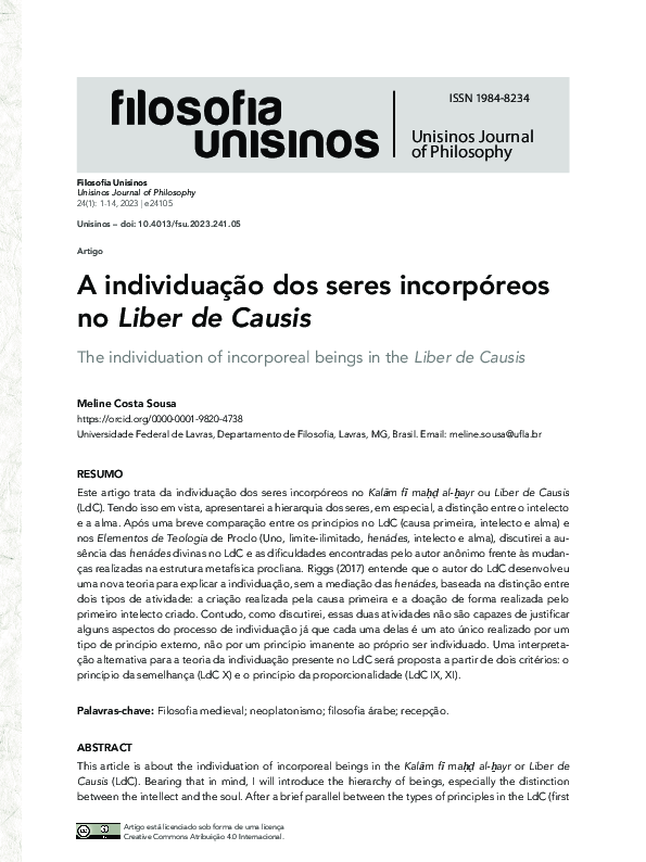 (PDF) A individuação dos seres incorpóreos no Liber de Causis -The ...