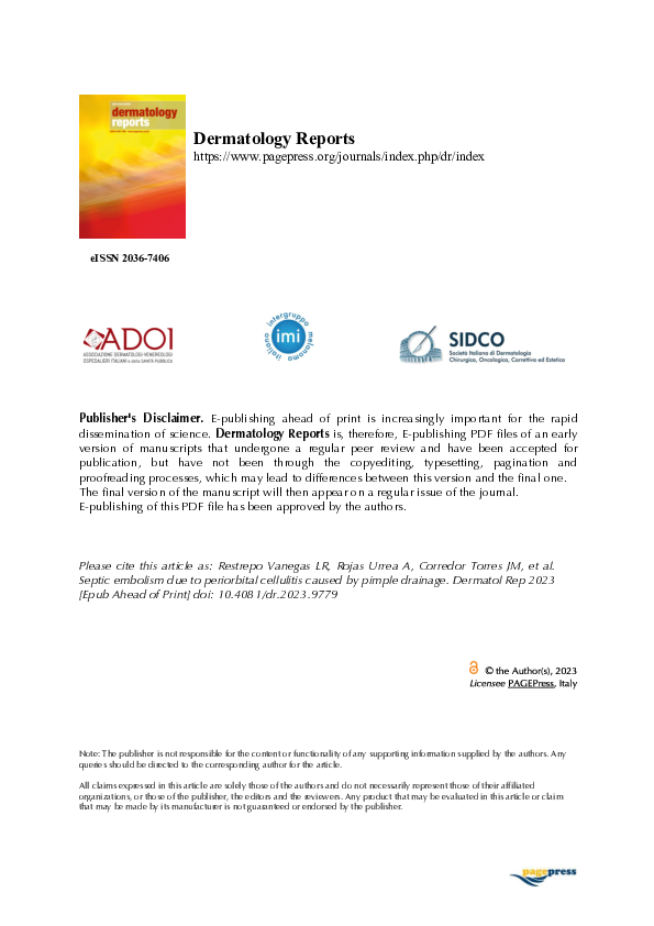 (PDF) Septic embolism due to periorbital cellulitis caused by pimple ...