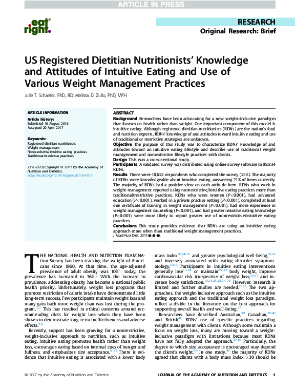 (PDF) US Registered Dietitian Nutritionists’ Knowledge and Attitudes of ...