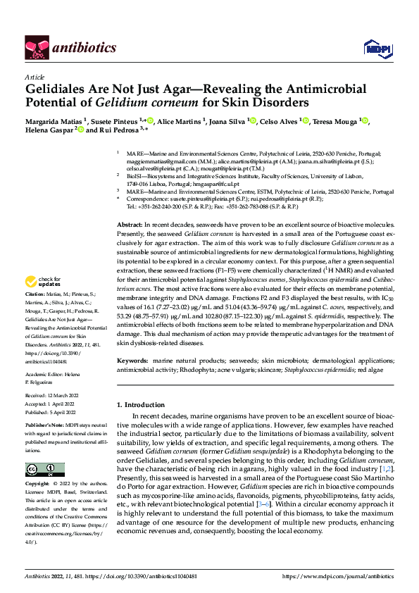 (PDF) Gelidiales Are Not Just Agar—Revealing the Antimicrobial ...
