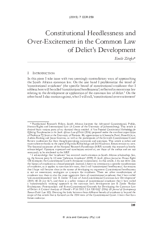 (PDF) Constitutional Heedlessness and Over-Excitement in the Common Law ...