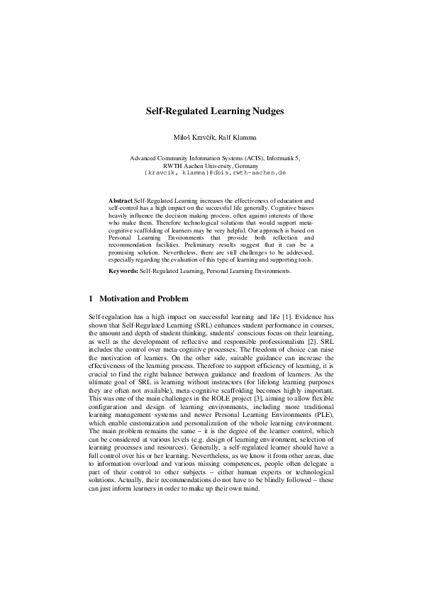 (PDF) Self-Regulated Learning Nudges