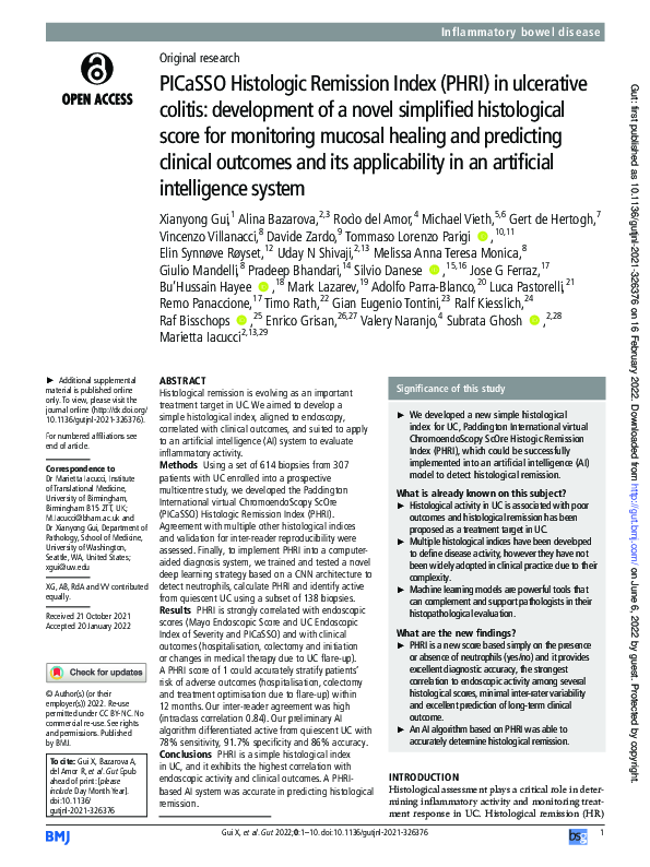 (PDF) PICaSSO Histologic Remission Index (PHRI) in ulcerative colitis ...