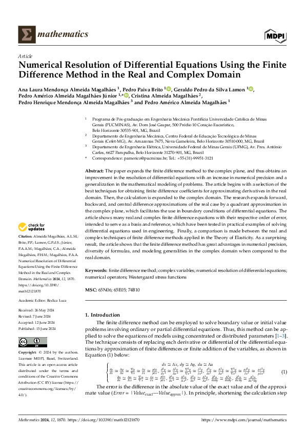 (PDF) Numerical Resolution of Differential Equations Using the Finite Difference Method in the ...